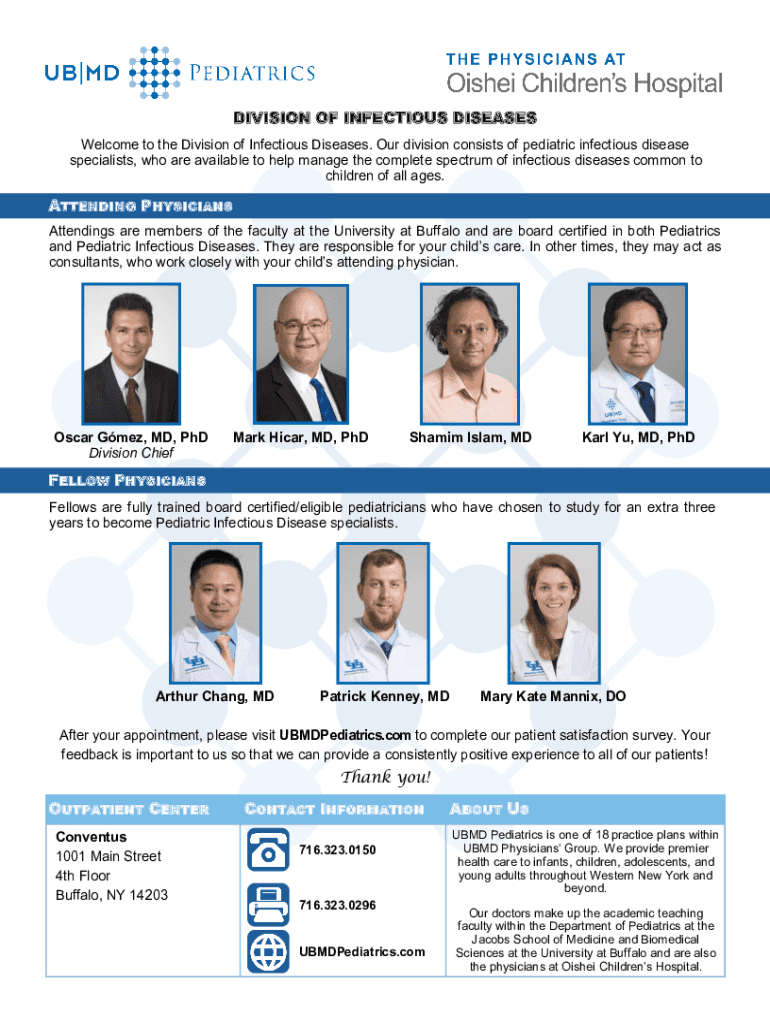 Fillable Online Welcome to the Division of Pediatric Infectious ...
