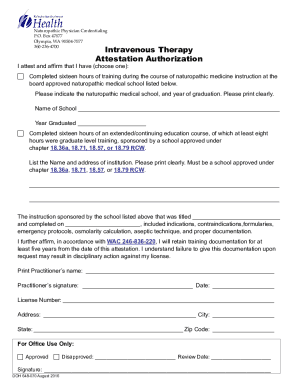 Fillable Online doh wa Naturopathic Physician Intravenous Therapy ...