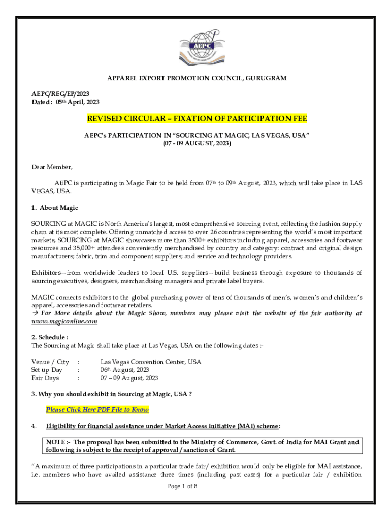 Fillable Online Revised circular for AEPC's participation in Sourcing ...