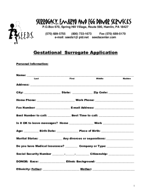 Fillable Online Gestational Surrogate Application Fax Email Print ...