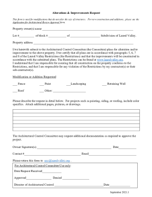 Fillable Online Alterations and Improvements Request Form .1 Fax Email ...