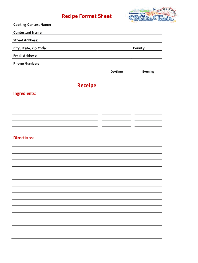 Fillable Online Free Recipe Templates In Google DocsThegoodoc.com Fax ...
