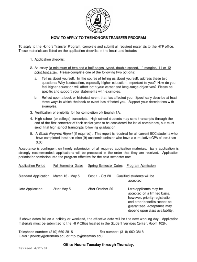 Fillable Online how to apply to the honors transfer program Fax Email Print - pdfFiller