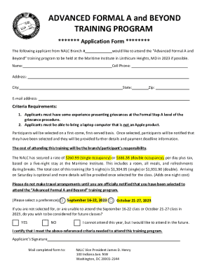 Fillable Online Fillable Online nalc ADVANCED FORMAL A and BEYOND ...