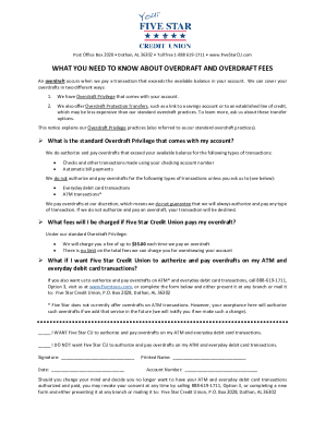 Fillable Online WHAT YOU NEED TO KNOW ABOUT OVERDRAFT AND ... Fax Email ...