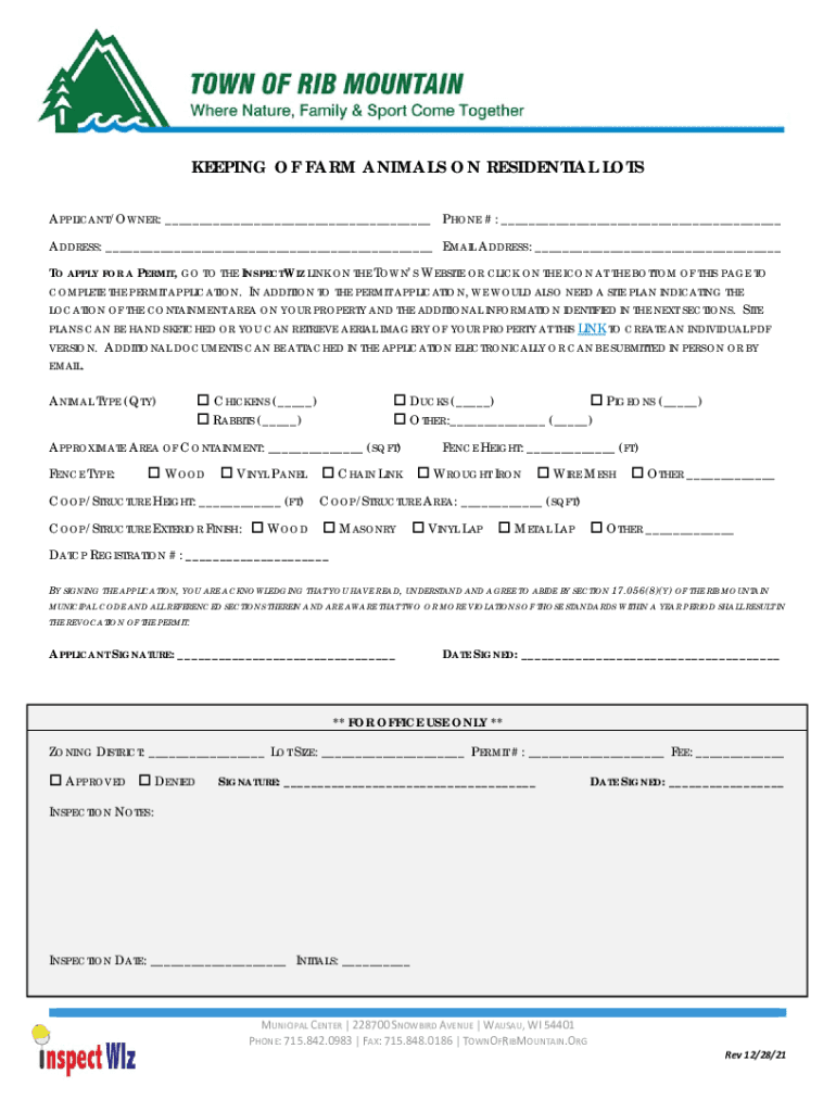 Fillable Online KEEPING OF FARM ANIMALS ON RESIDENTIAL LOTS Fax Email Print - pdfFiller