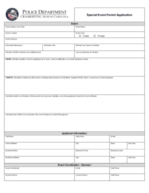 Fillable Online Special Event Permit - Form CenterKinston ...