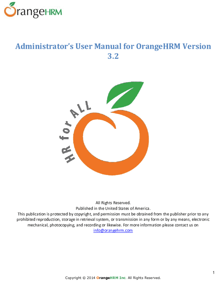 Fillable Online Administrator's User Manual for OrangeHRM Version 3.2 Fax Email Print - pdfFiller