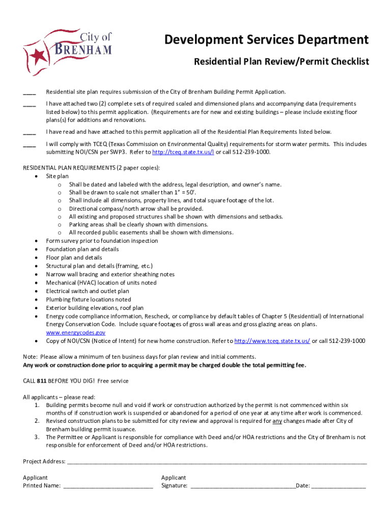 Fillable Online Development Services Department - Residential Plan ... Fax Email Print - pdfFiller