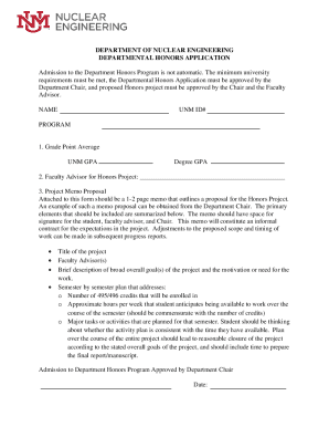 Fillable Online ne unm Department Honors Program Overview Fax Email ...