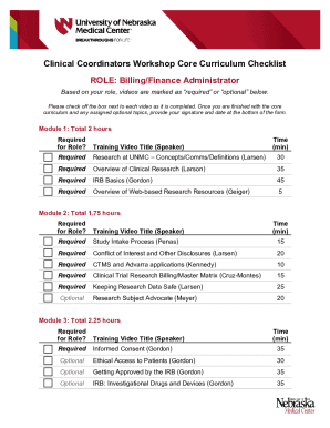 Fillable Online Clinical Coordinators Workshop Core Curriculum ...