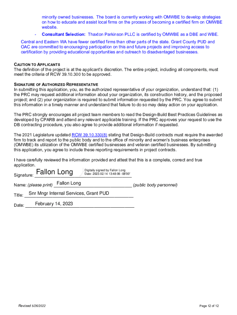 Fillable Online des wa State of Washington Capital Projects Advisory ...