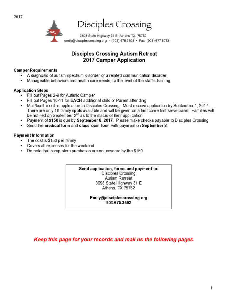 Fillable Online Disciples Crossing Fax Email Print - pdfFiller