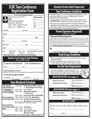 Fillable Online SCRC Teen Conference Registration Form Fax Email Print ...