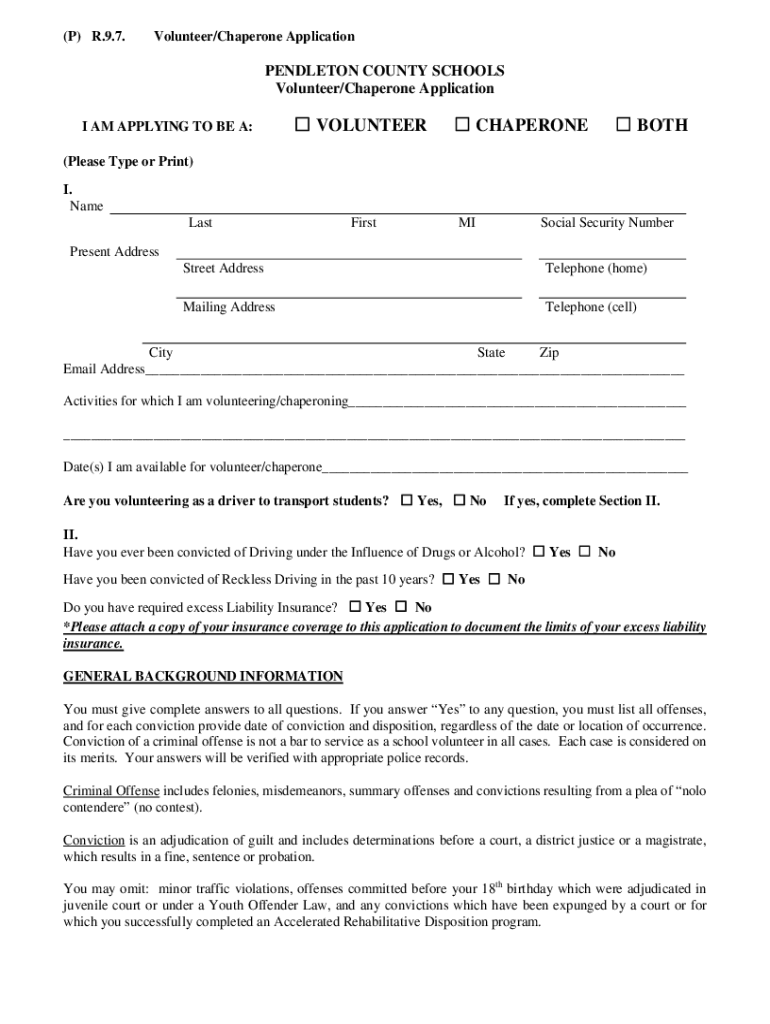Fillable Online Combined Volunteer-Chaperone Form Fax Email Print ...