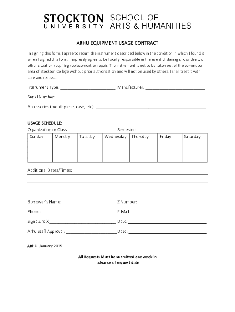 Fillable Online Instrument Usage Contract for Students - revised for ...