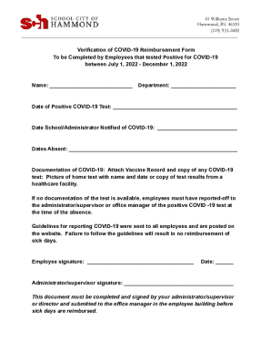 Fillable Online Verification COVID-19 Reimbursement Form Fax Email ...