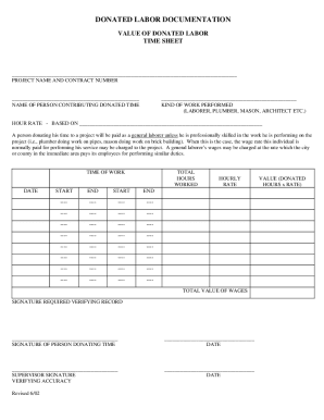 Fillable Online DONATED LABOR DOCUMENTATION. fillable form to document ...