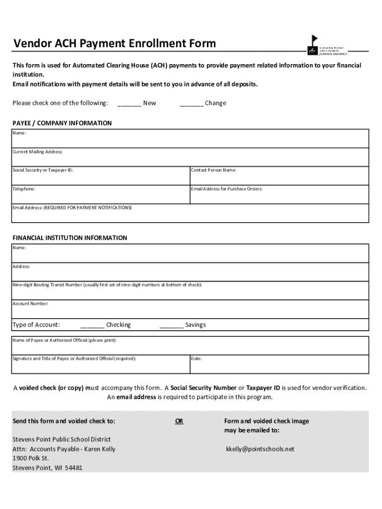 Fillable Online Signing up for Vendor Automated Clearing House (ACH ...