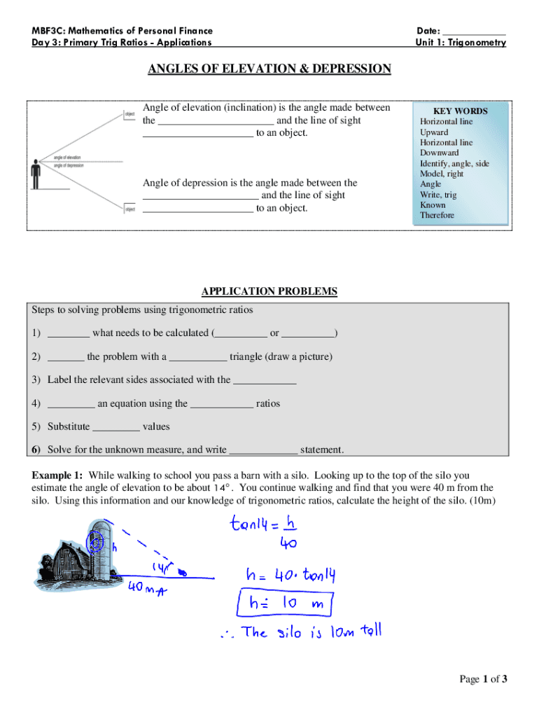 Fillable Online trig application word problems worksheet - fieldgoal.eu ...