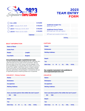 Fillable Online 2023 team entry - form Fax Email Print - pdfFiller