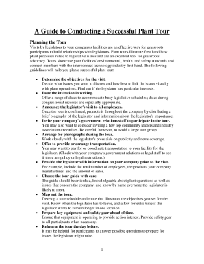 Fillable Online A Guide to Conducting a Successful Plant Tour Fax Email ...