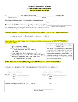 Fillable Online Verification of Address Affidavit Proof of Residence ...