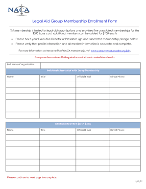 Fillable Online Legal Aid Group Membership Enrollment Form Fax Email ...