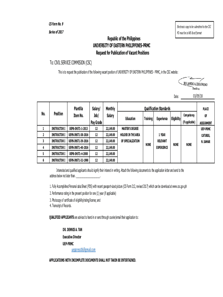 Fillable Online Republic of the Philippines UNIVERSITY OF EASTERN ...