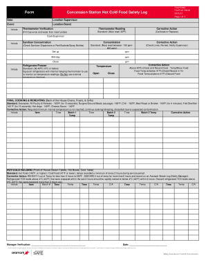 Fillable Online Form Concession Station Hot Cold Food Safety Log Fax ...