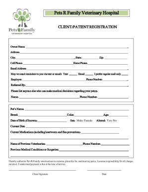 Fillable Online Pets R Family Veterinary Hospital: Veterinarian St ...