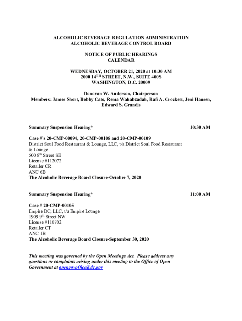 Fillable Online abra dc Chapter 2. Alcoholic Beverage and Cannabis Administration. Fax Email ...