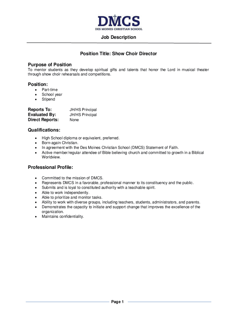 Fillable Online What Does A Choir Director Do: Duties And ...