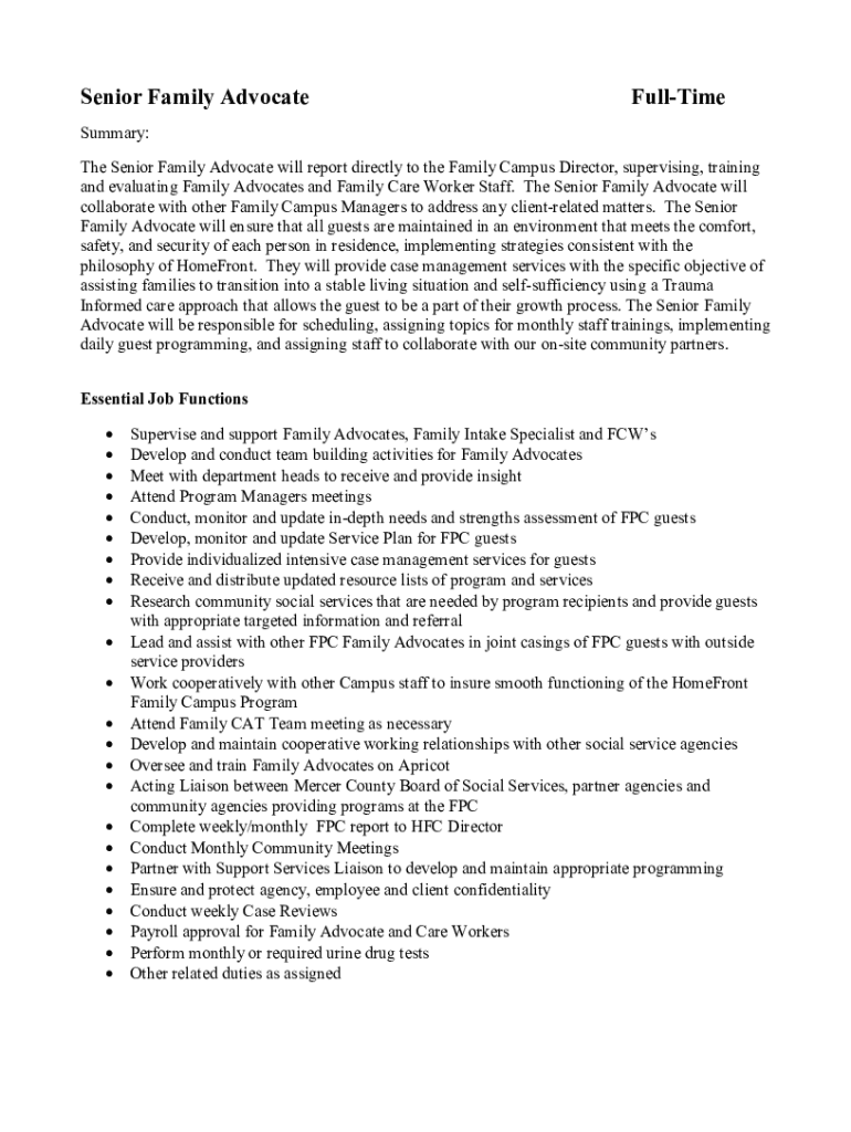 Fillable Online What Is a Family Advocate? Duties, Skills and Salary ...