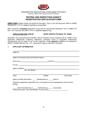 Fillable Online Testing and Inspection Agency Registration Application ...