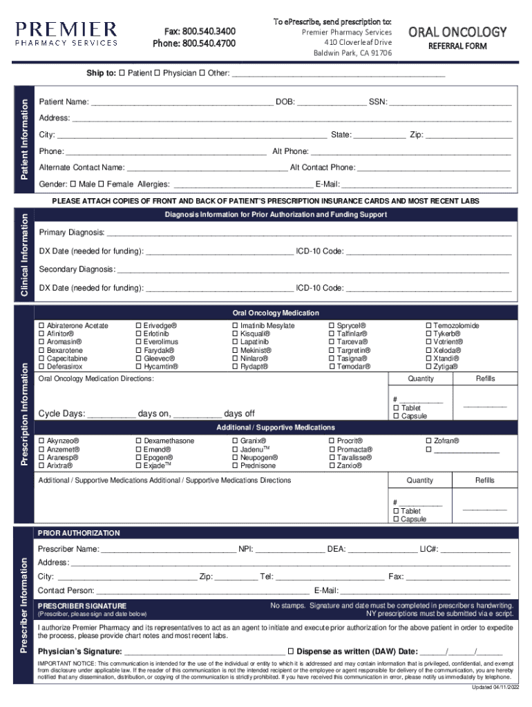 Fillable Online Premier Pharmacy Services Fax Email Print - pdfFiller