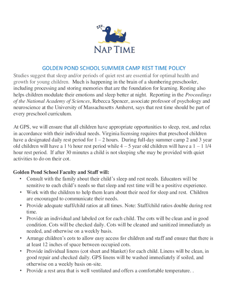Fillable Online Rest Time for Preschool Age ChildrenOpen Discussion ...