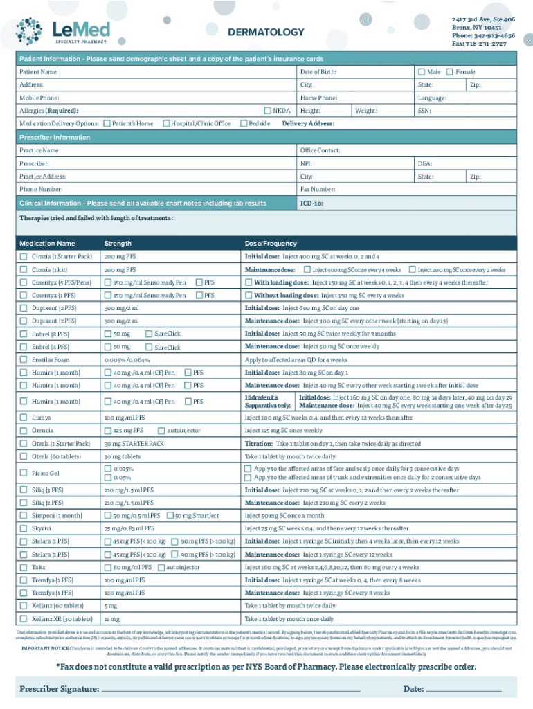Fillable Online LeMed Specialty Pharmacy is a Bronx based Community ...