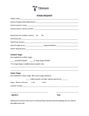 Fillable Online physicalplant truman Stage Request Form. Stage Request ...