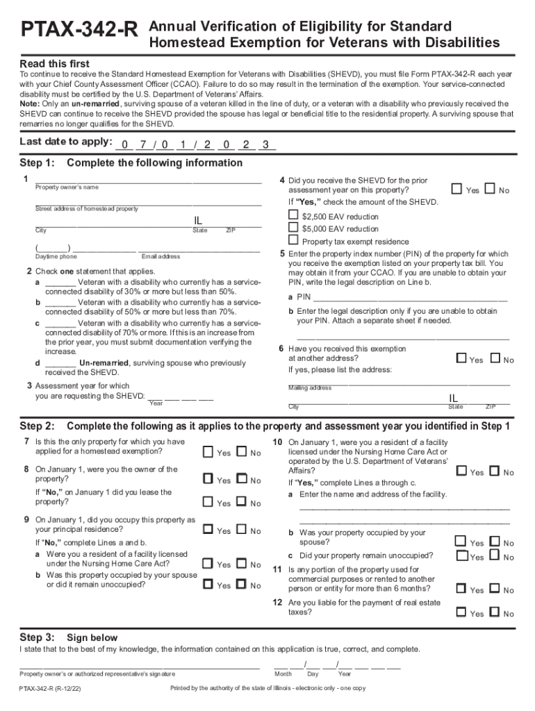 Fillable Online PTAX-342-R Disabled Veteran Renewal Fax Email Print ...