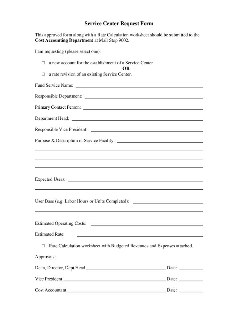 Fillable Online Service Center Request Form Fax Email Print - pdfFiller