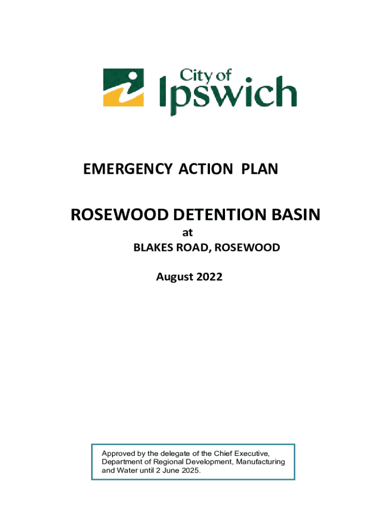 Fillable Online Rosewood Detention Basin Emergency Action Plan ...