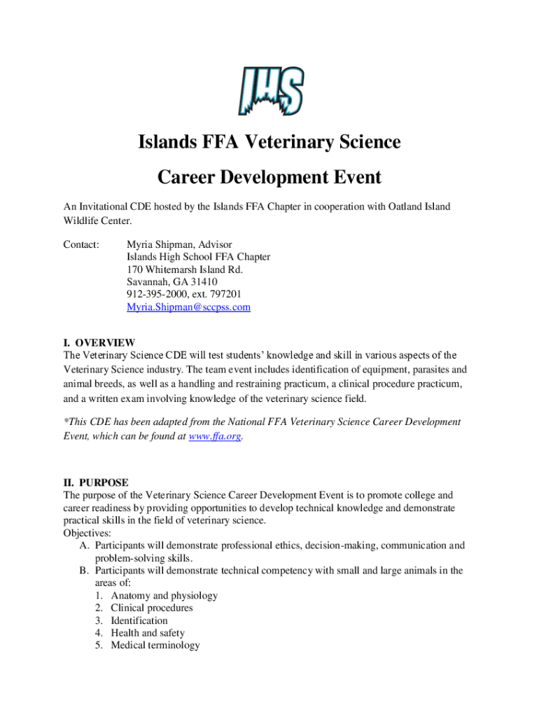 Fillable Online State FFA Veterinary Science competition debuts at ...