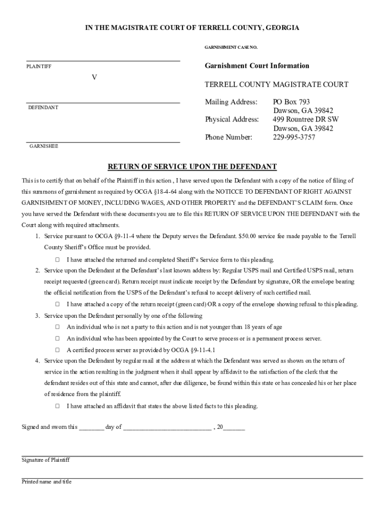 Fillable Online Terrell County (Probate Court)Georgia Department of ...