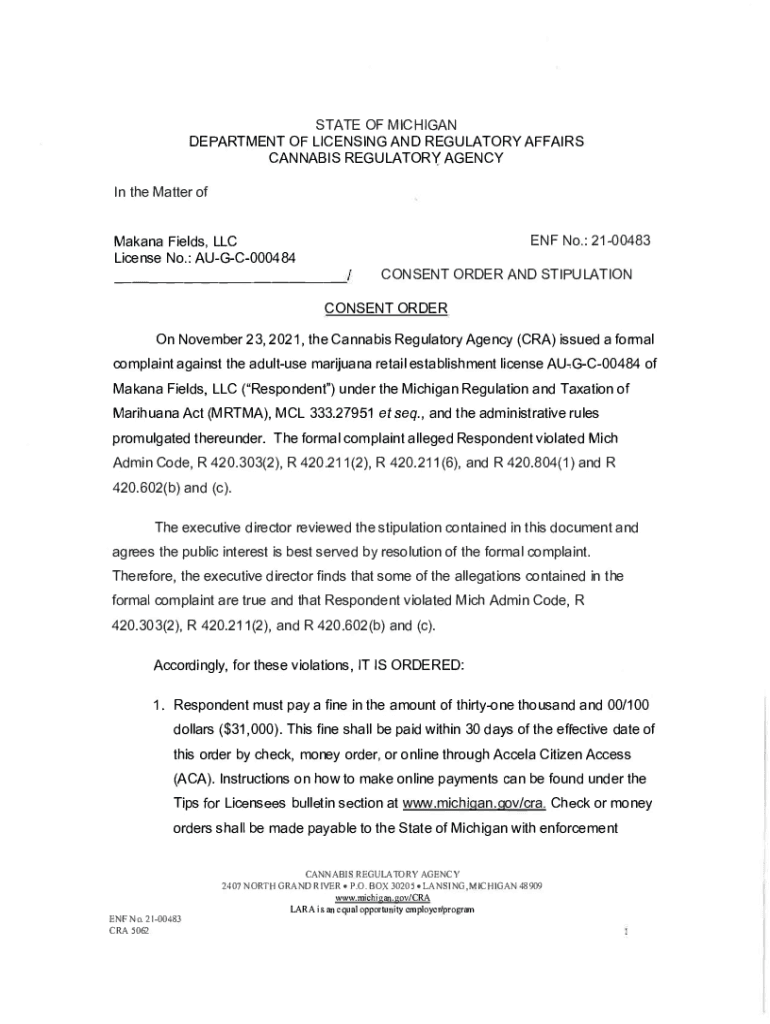 Fillable Online AU Consent Order and Stipulation 21-00483 w POS.pdf Fax Email Print - pdfFiller