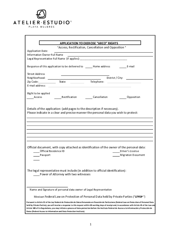 Fillable Online ARCO Rights and/or revocation of consent Fax Email ...