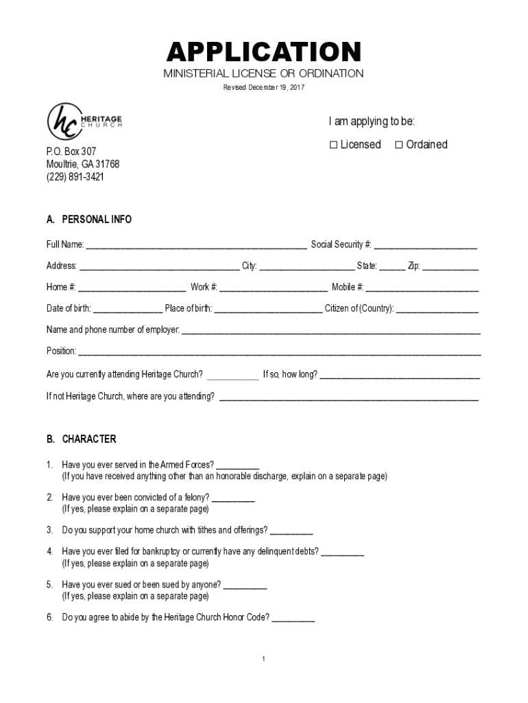 Fillable Online 4. Licensing & Ordination Application Fax Email Print ...