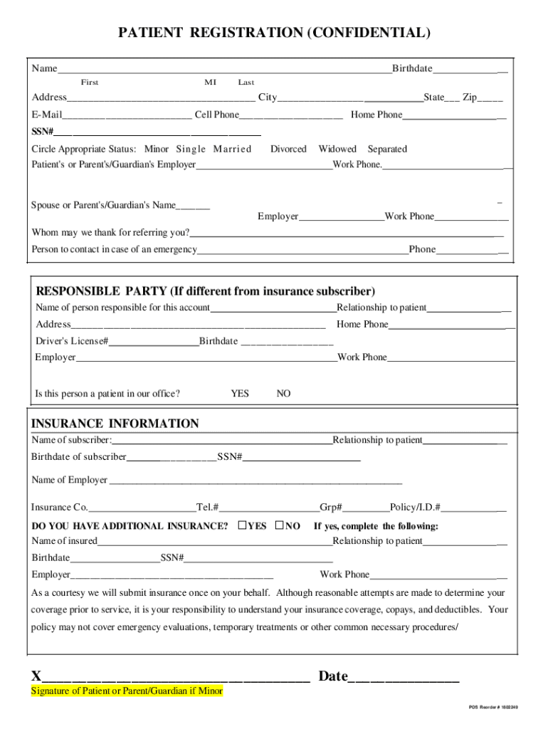 Fillable Online CONFIDENTIAL PATIENT REGISTRATION Fax Email Print - pdfFiller