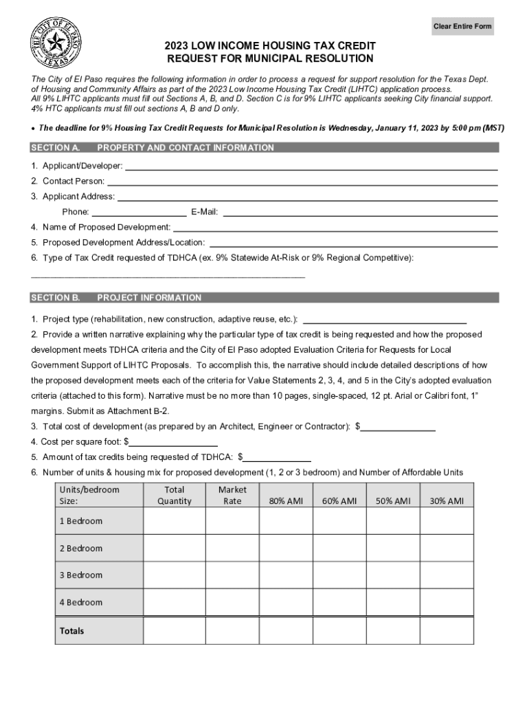 Fillable Online 2023 LOW INCOME HOUSING TAX CREDIT REQUEST ... Fax ...