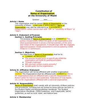 Miami University Sample Constitution Name of Student ... Doc Template ...
